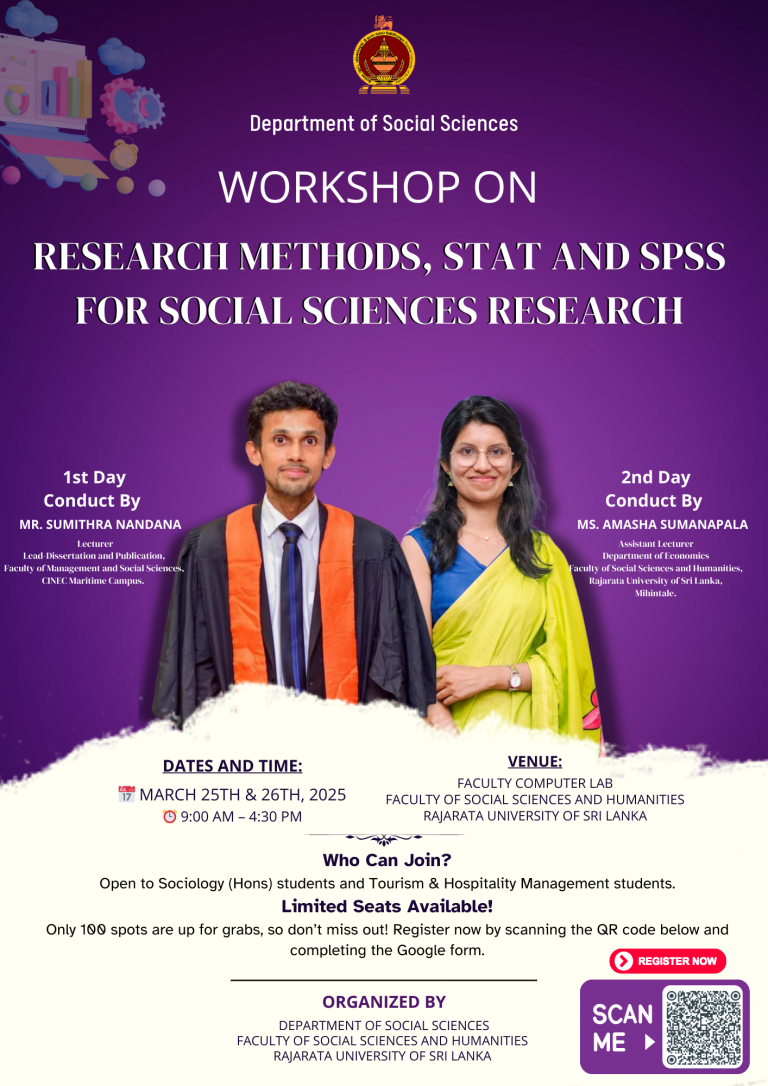 Workshop on Research Methods Stat and SPSS for Social Sciences Research ...